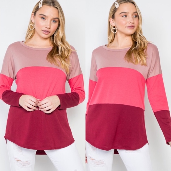 pop kiss | Tops | New Colorblock Long Sleeve Multicolor Sweater Top ...